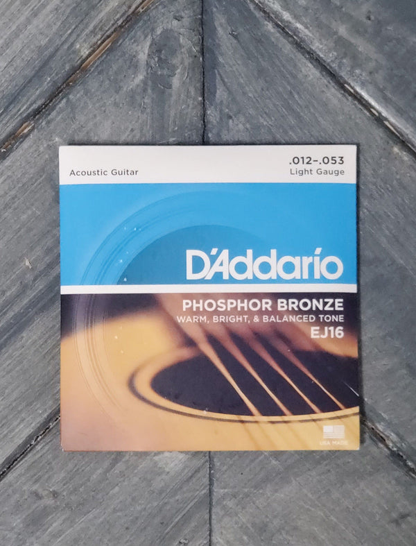 D'Addario EJ16 Phosphor Bronze Light Gauge Acoustic Guitar Strings ...