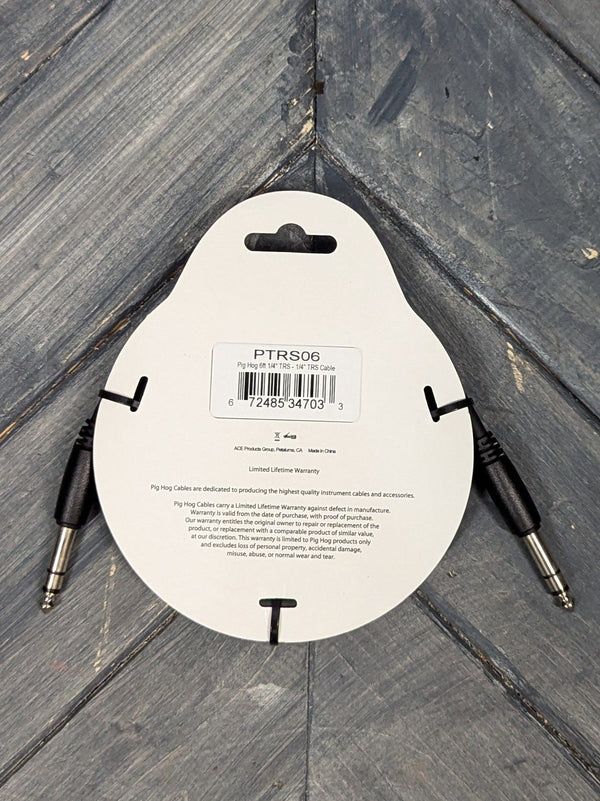 Pig Hog PTRS06 6ft 1/4" TRS - 1/4" TRS Cable - Adirondack Guitar